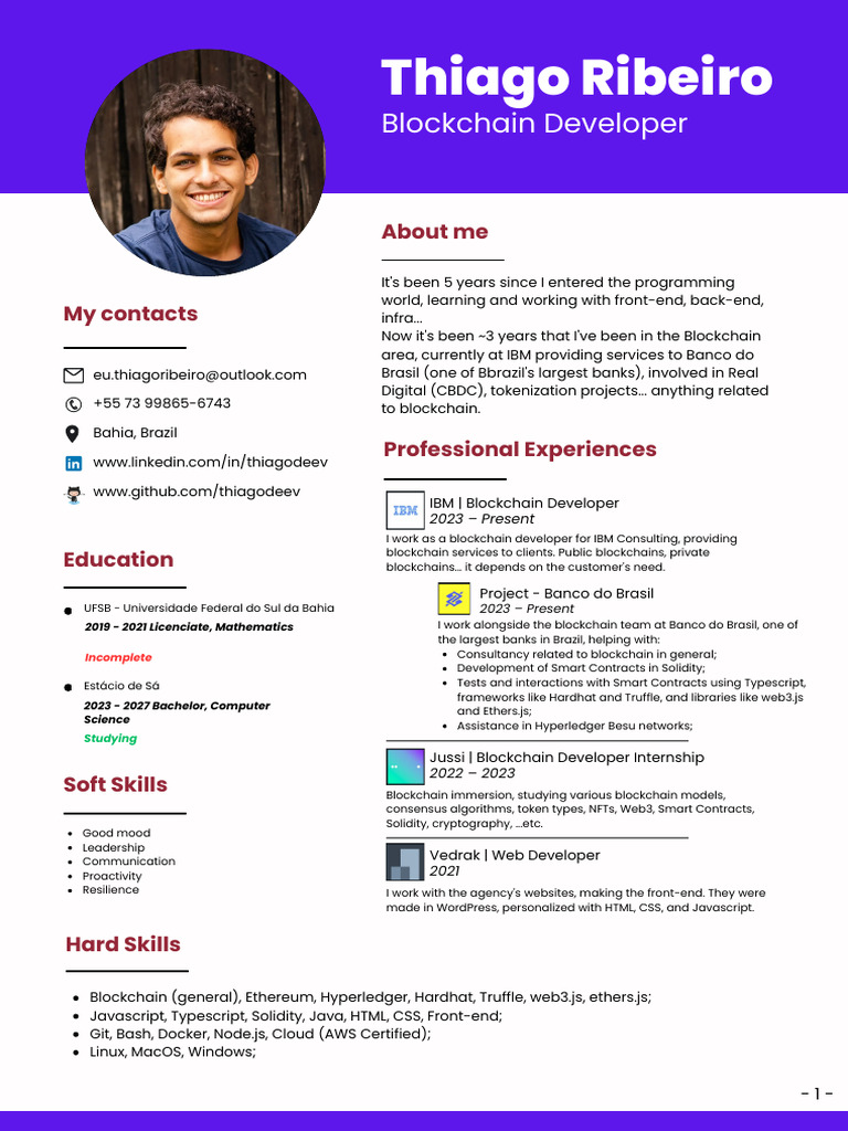 EN Thiago Ribeiro - Currículo | PDF | Java Script | Computing