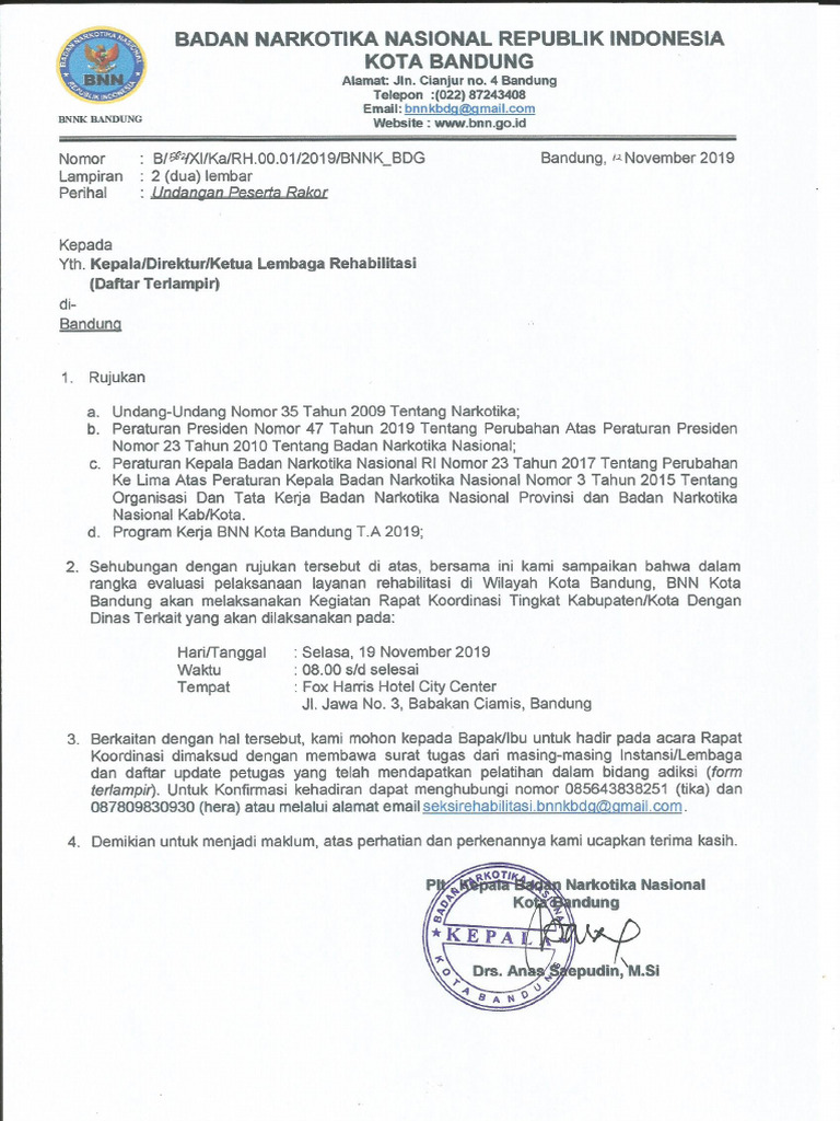 Contoh Surat Undangan Rakor Evaluasi Program KM | PDF