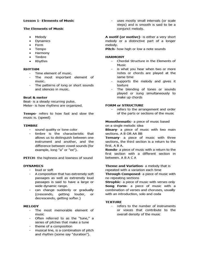 Music Lesson1 3 Reviewer | PDF | Clef | Song Structure
