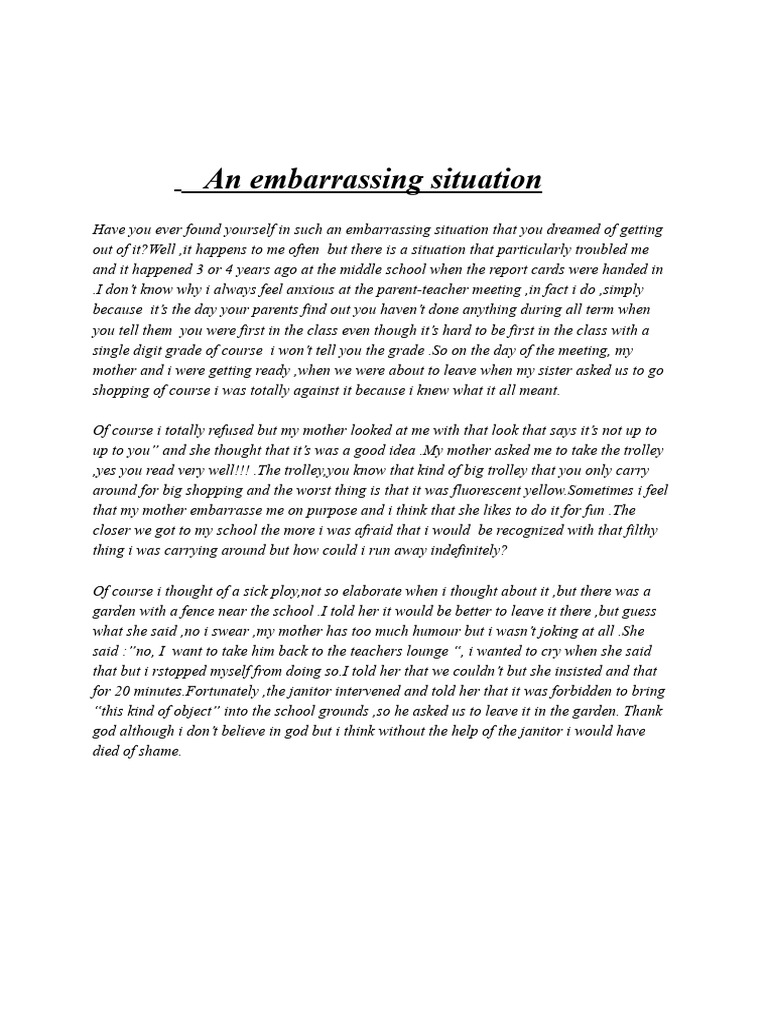Embarrassing School Shopping Incident | PDF | Wellness