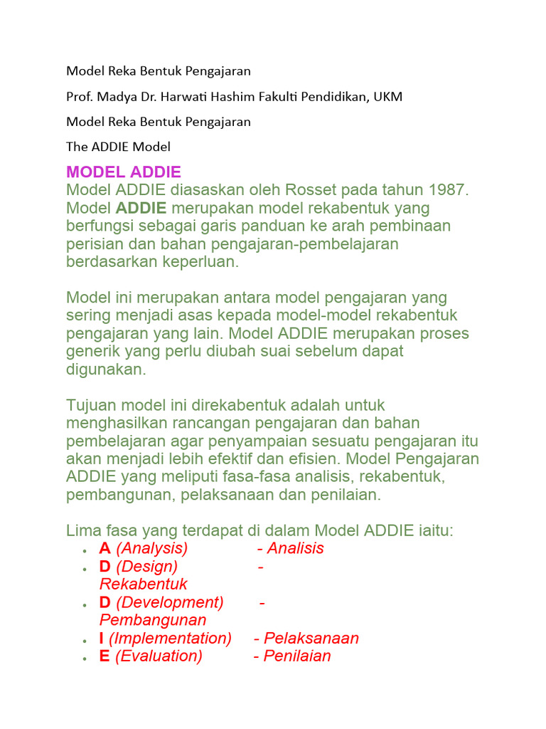 Model Reka Bentuk Pengajaran | PDF
