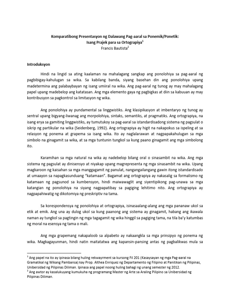 Komparatibong Presentasyon NG Dalawang P | PDF