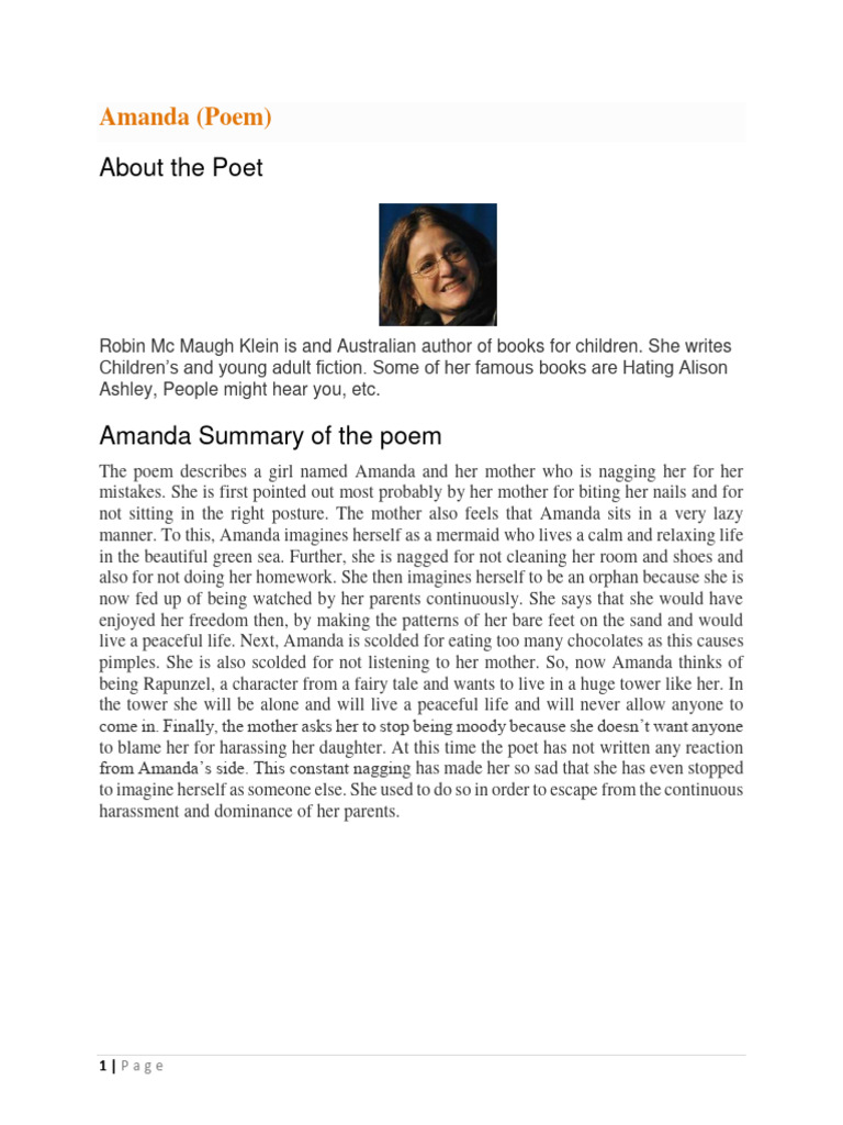 Amanda Poem | PDF | Rapunzel