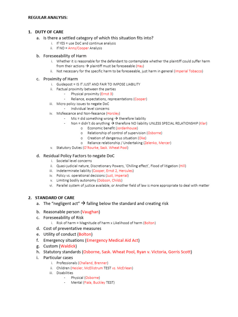 Tort Law Notes | PDF | Negligence | Proximate Cause