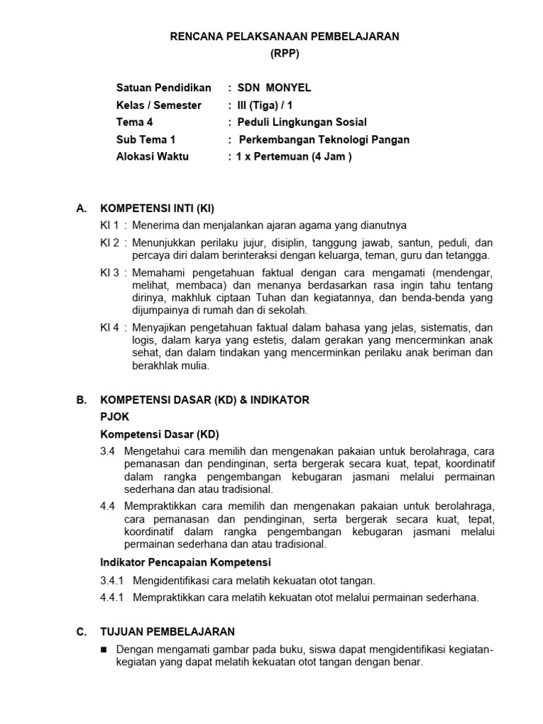 Kelas 3 RPP Tema 4 | PDF | Karier & Perkembangan