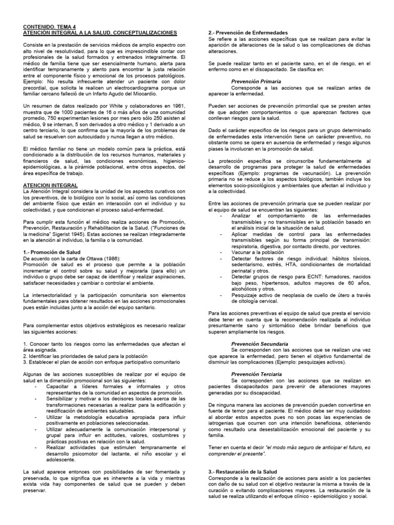 AO #4. Atención Integral A La Salud | PDF | Comportamiento | Asistencia sanitaria preventiva