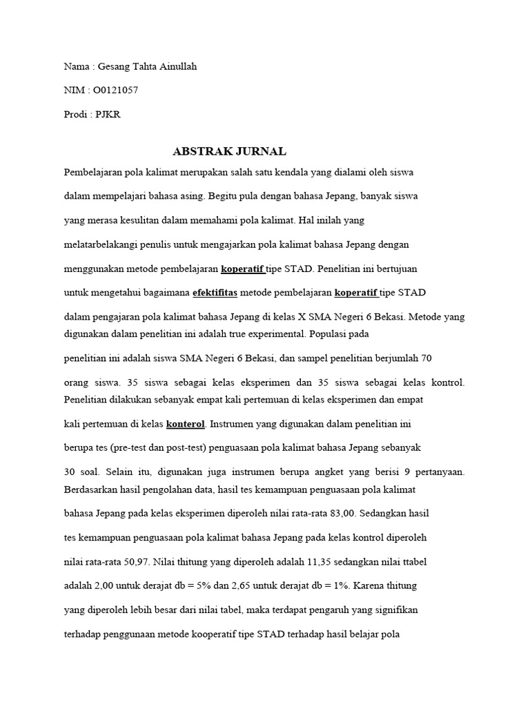Abstrak Jurnal - Gesang Tahta A | PDF