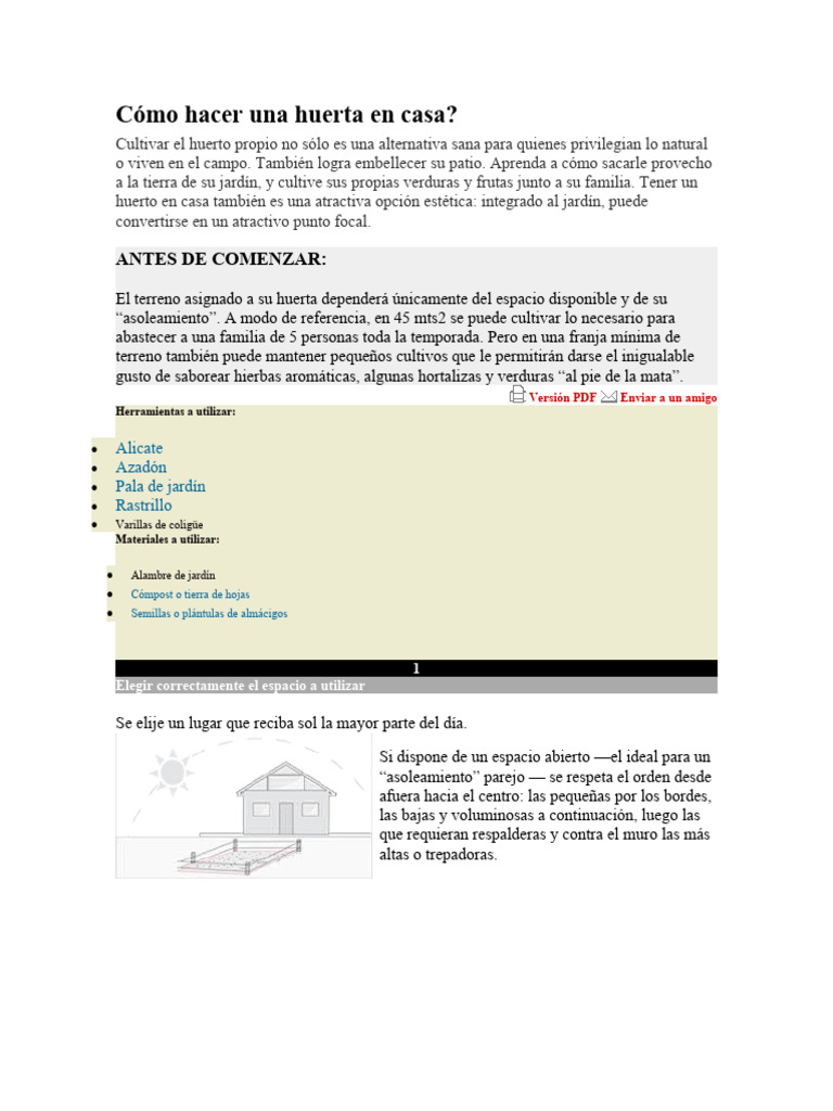 Cómo Hacer Una Huerta En Casa Pdf Compost Suelo