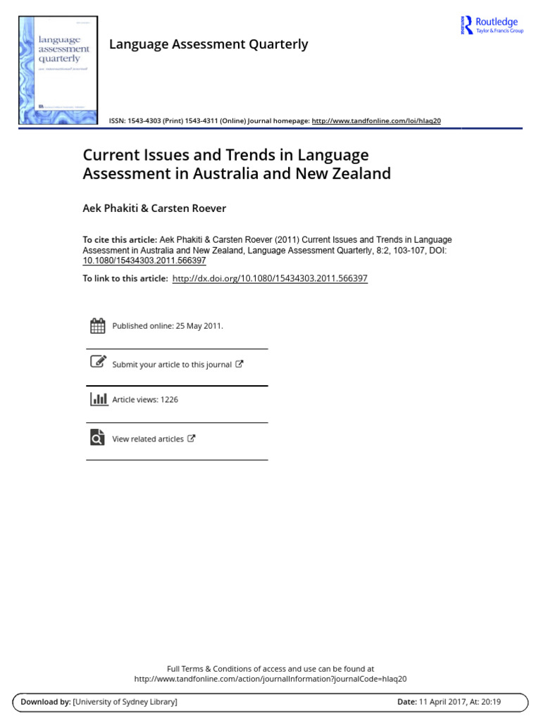 Current Issues and Trends in Language Assessment in Australia and New ...