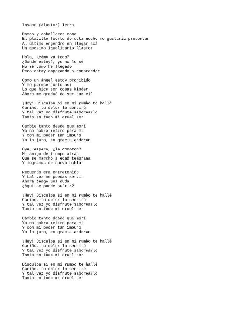 Insane Alastor Letra | PDF
