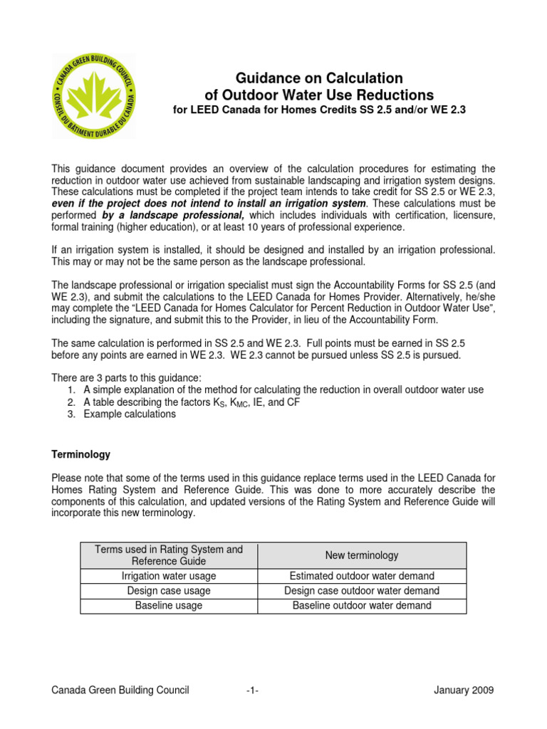 Guidance For Calculating Outdoor Water Use Reduction030309 | PDF ...