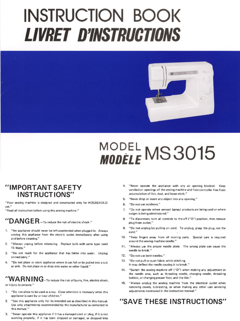 Janome S3015 Sewing Machine Instruction Manual | PDF