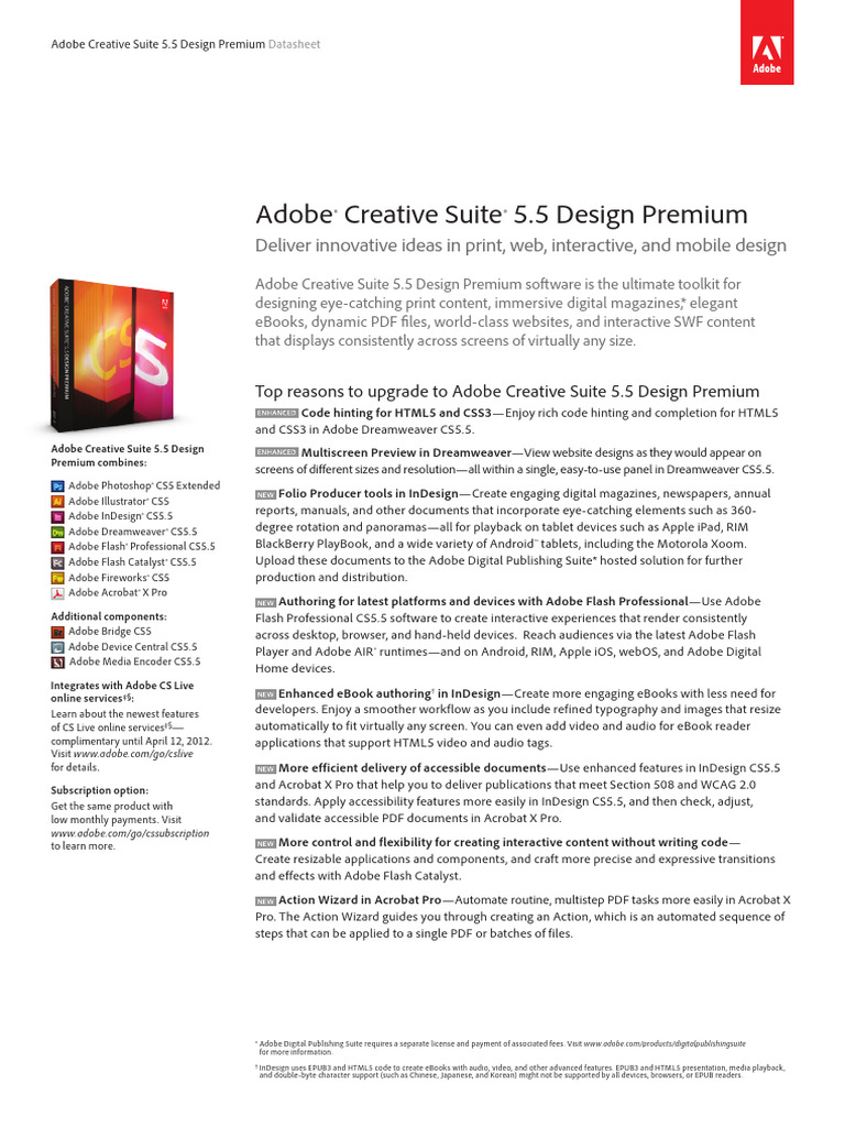 11 Adobe - Creative - Suite - 5 - 5 - Design - Premium - Datasheet | PDF | Adobe Creative Suite ...