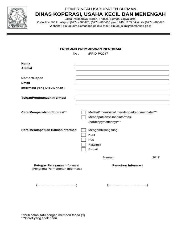 Formulir Permohonan Informasi | PDF