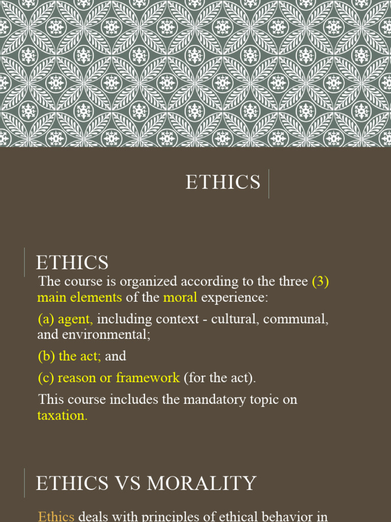 Ethics - Vs Morality, Principles | PDF | Morality | Autonomy