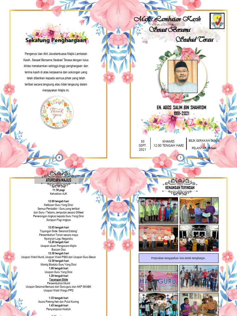 Buku Program Majlis Persaraan En. Agos Salim | PDF