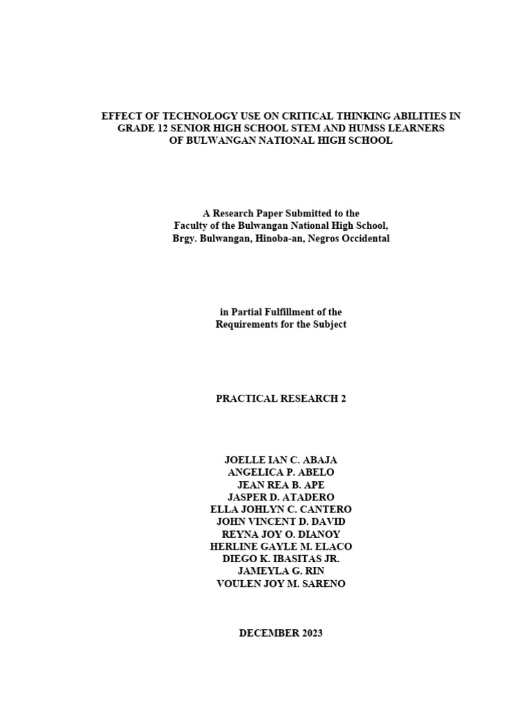 Sample Quantitative Research | PDF | Critical Thinking | Teachers