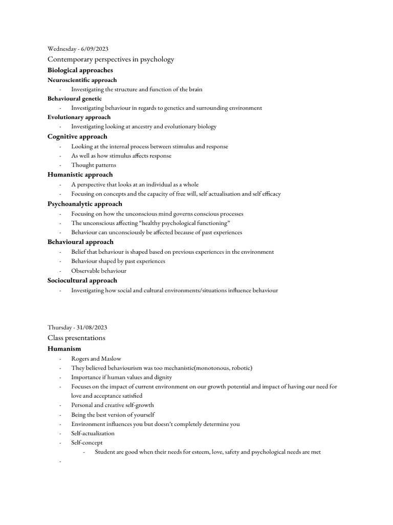 Intro To Psychology Notes | PDF | Id | Psychology