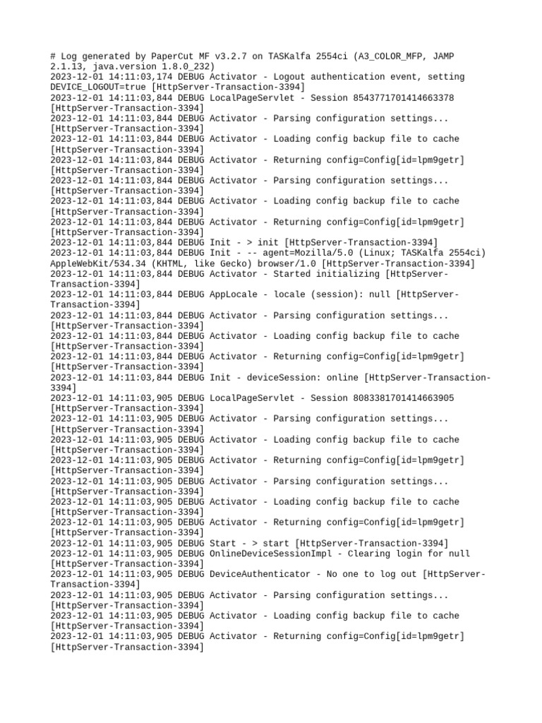 Papercut Log | PDF | Backup | Login