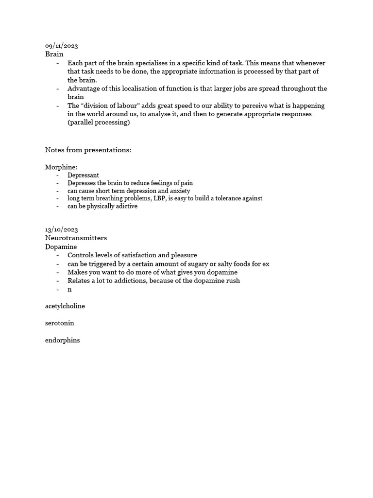 Intro To Psych Notes - Drugs | PDF | Self-Improvement | Wellness