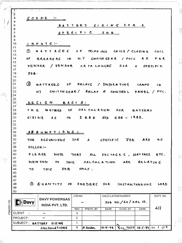 Battery Sizing For Lead Acid Tubular Pdf