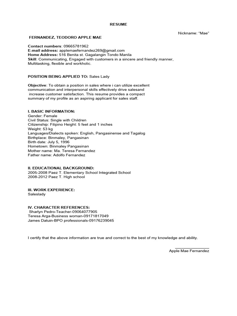 RESUME Apple Mae 2023 | PDF