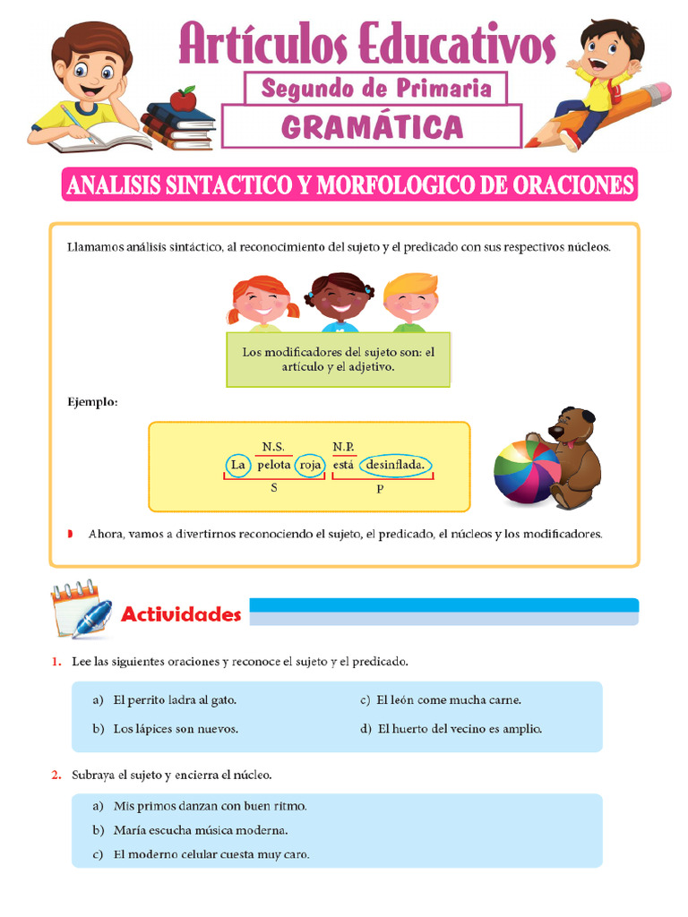 Analisis Sintactico y Morfologico de Oraciones para Segundo de Primaria ...