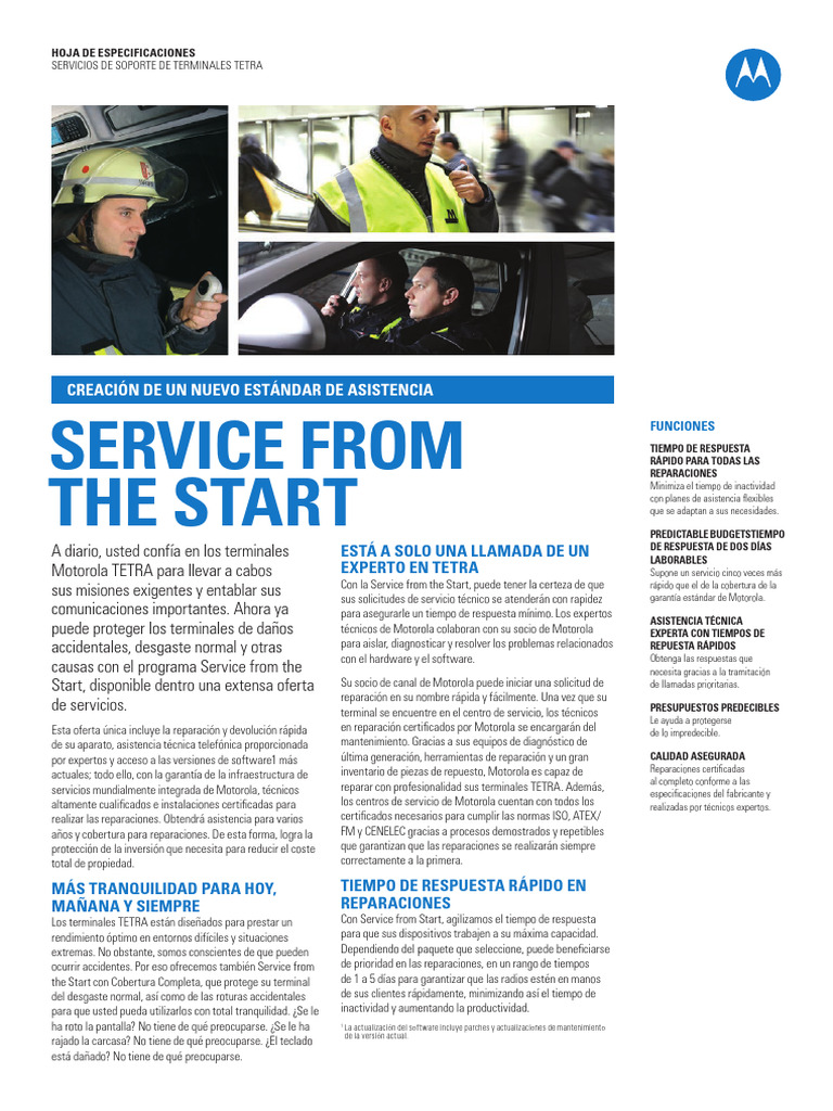 Service From The Start Tetra Radio Specification Sheet Spanish | PDF ...