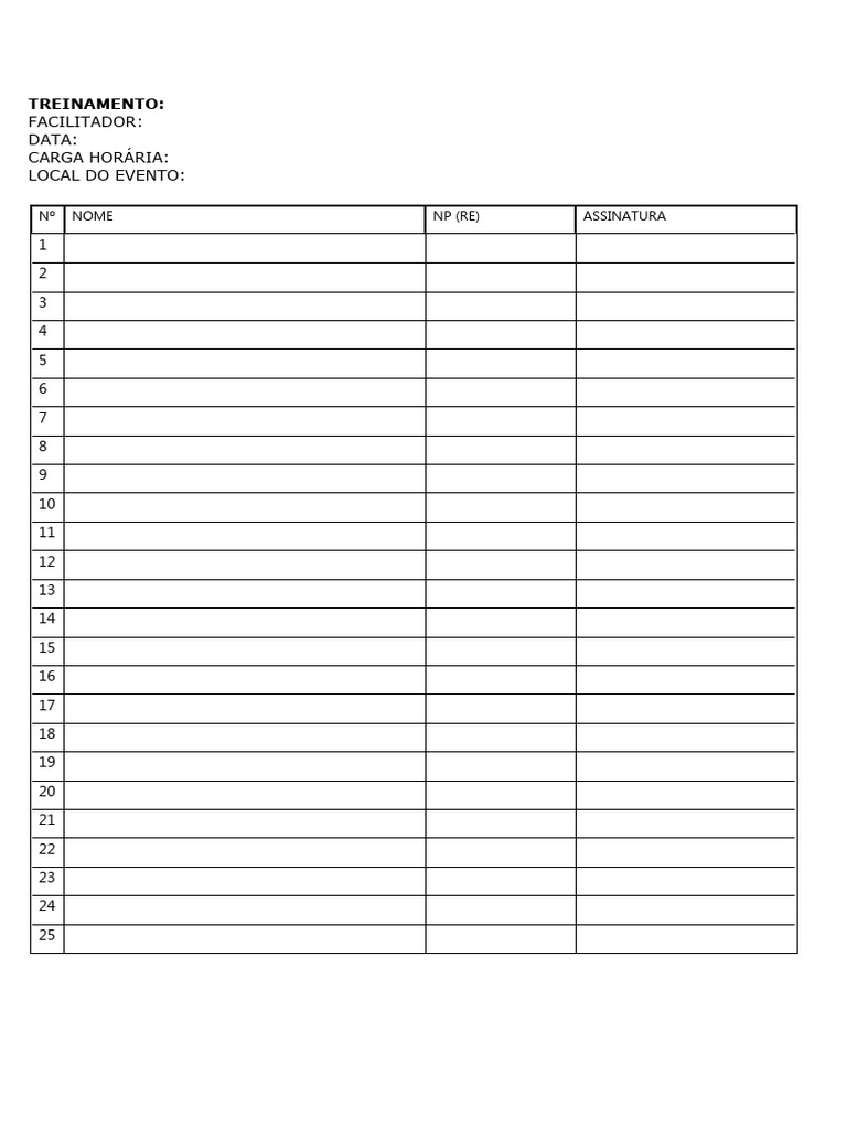 Modelo Lista de Presença | PDF