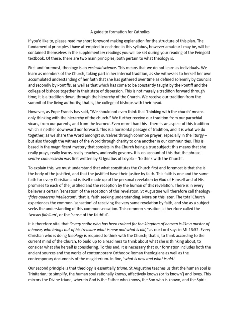 A Guide To Formation For Catholics 1 | PDF | Prayer | Trinity