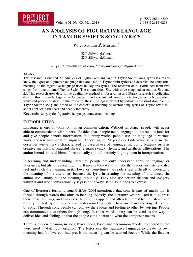 Figurative Language in Taylor Swift Lyrics | PDF | Metaphor | Irony
