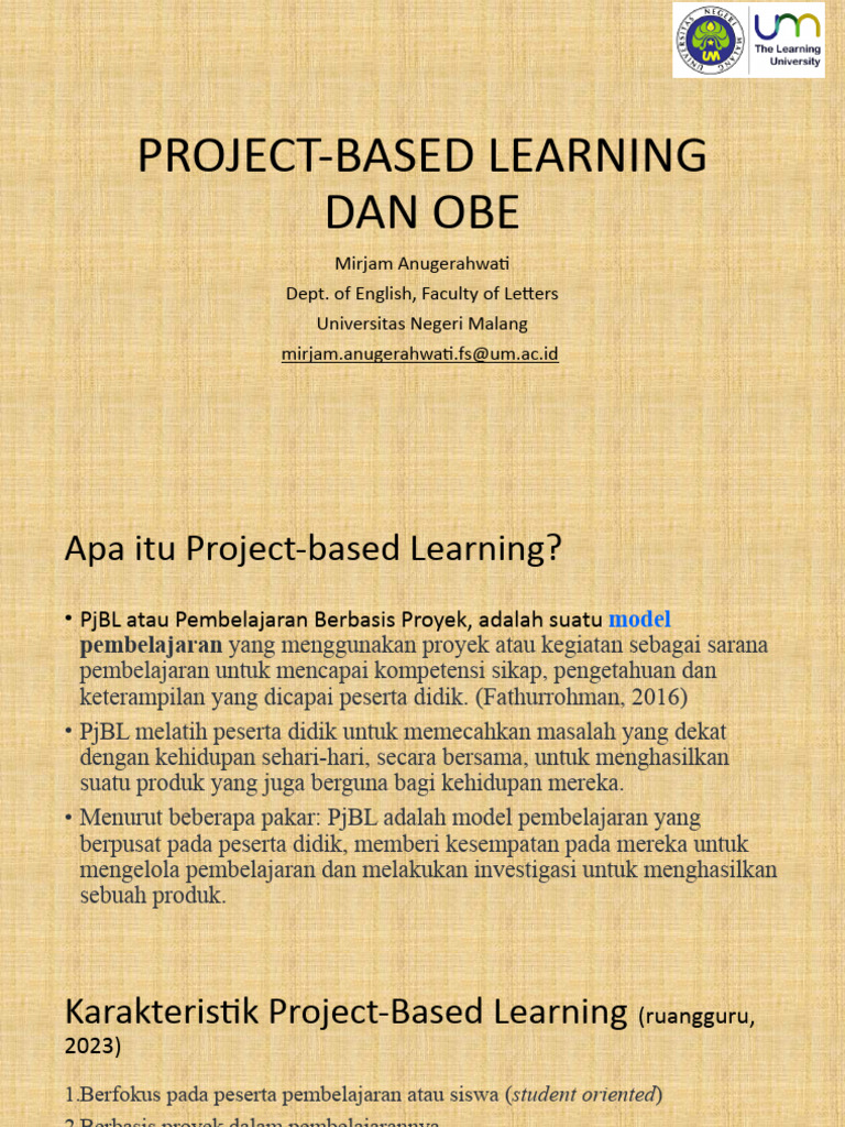 PjBL dan OBE: Metode Pembelajaran Efektif | PDF
