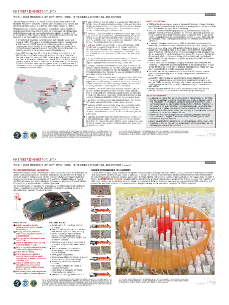 VBIED Preparedness Recognition Response ONLINE Version | PDF
