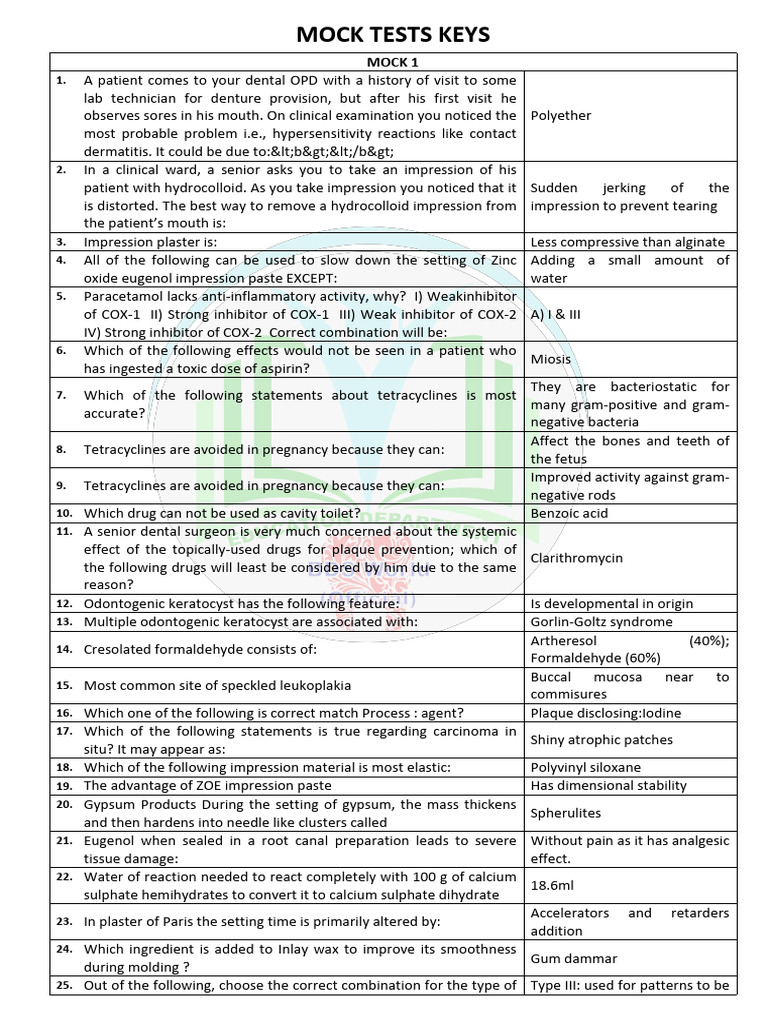 Mock Test Key | PDF