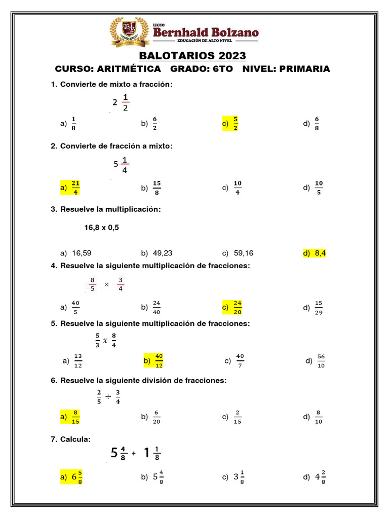 6P Balotario Arit. | PDF