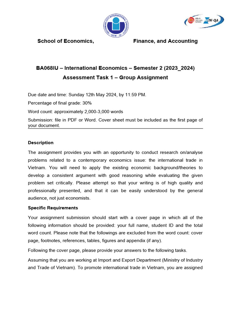 Group Assignment - IE - S1 - 2023 - 24 | PDF