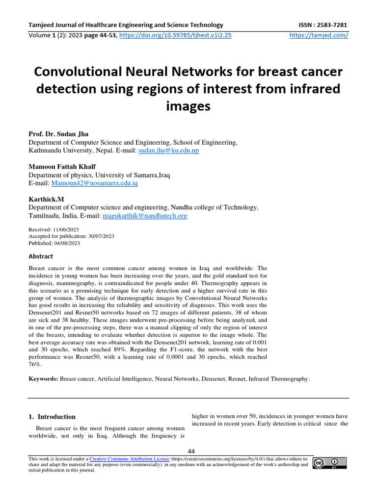 Convolutional Neural Networks For Breast Cancer Detection Using Regions of Interest From ...