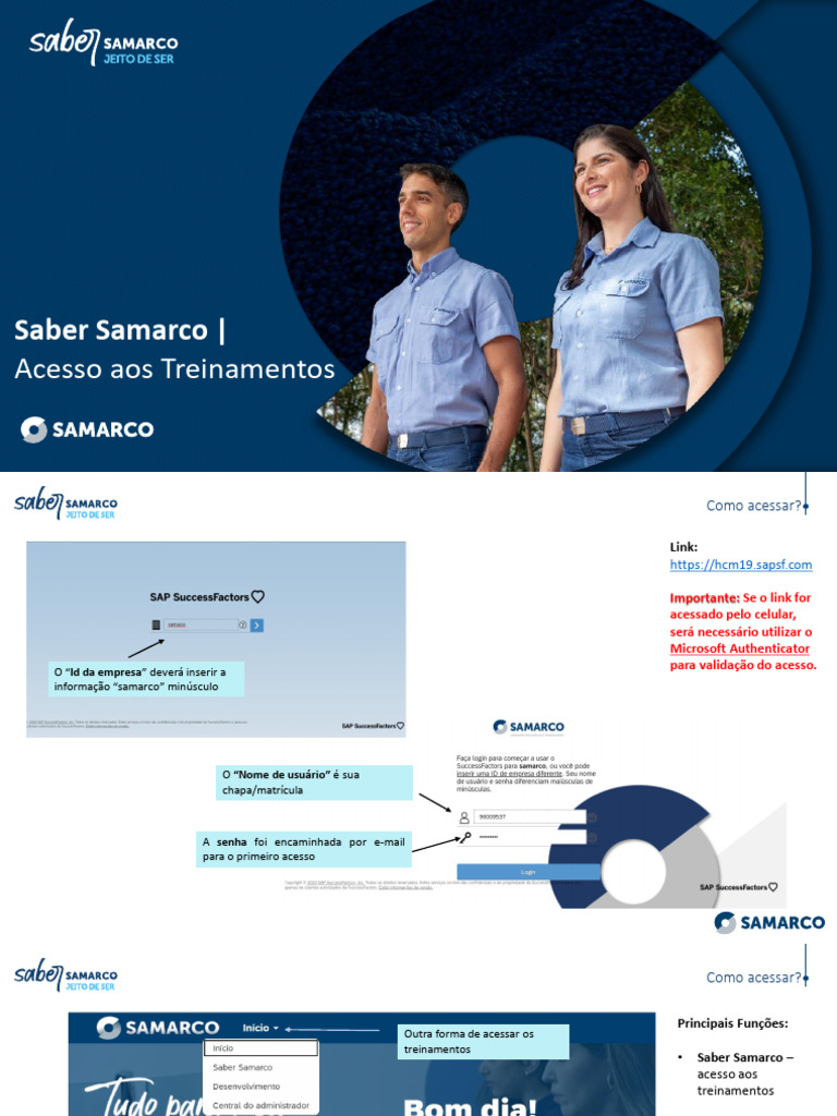 Acesso aos Treinamentos Saber Samarco | PDF
