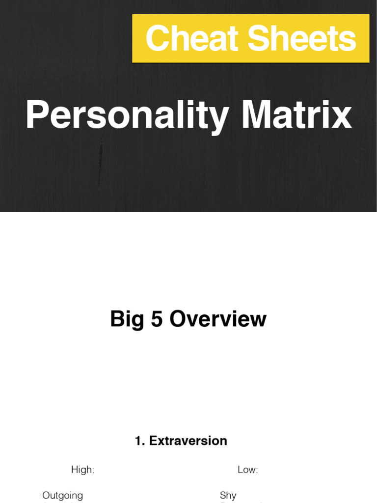 Vanessa Van Edwards - Personality Matrix Cheat Sheets | PDF