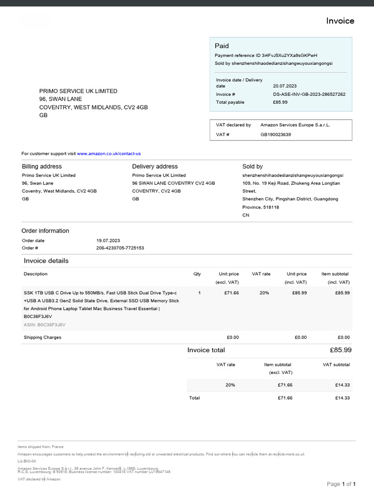 Invoice Stick | PDF | Value Added Tax | Invoice
