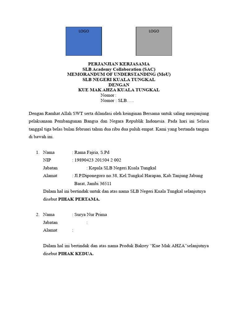 Perjanjian Kerjasama SLB Academy Collaboration (SAC) Memorandum of Understanding (Mou) SLB ...