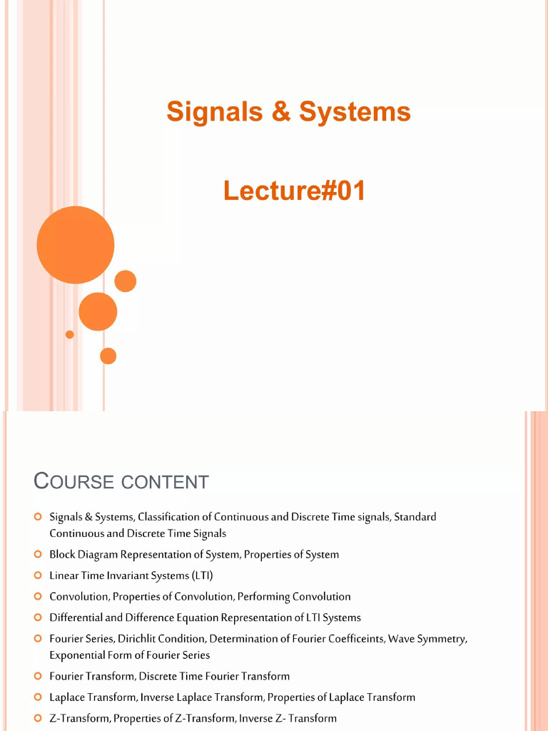Lecture No 1 Signals And Systems Pdf