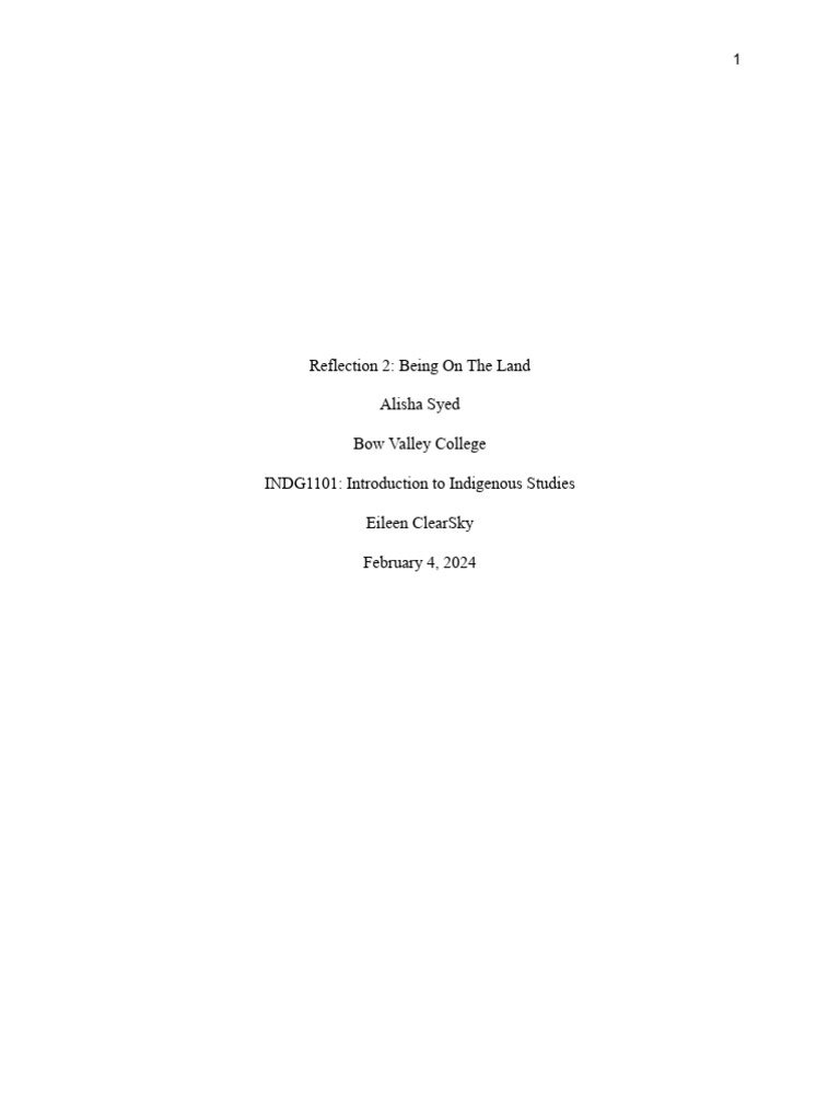 Reflection 2 - Being On The Land (Journal Article) | PDF