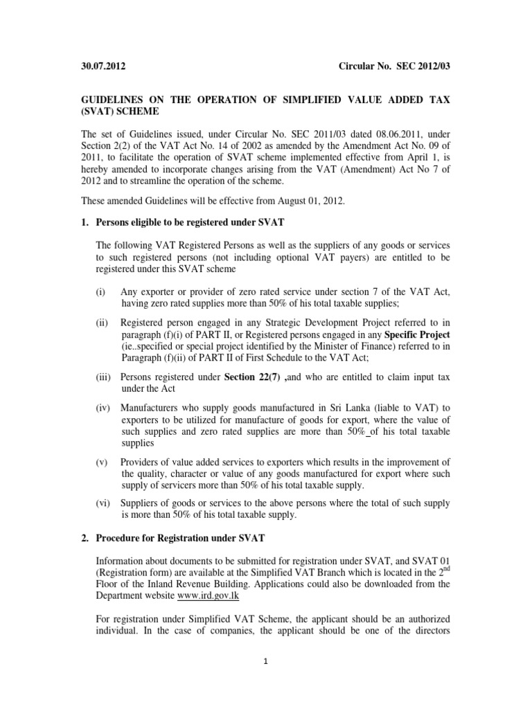 SVAT Scheme Guidelines Update | PDF | Value Added Tax | Invoice