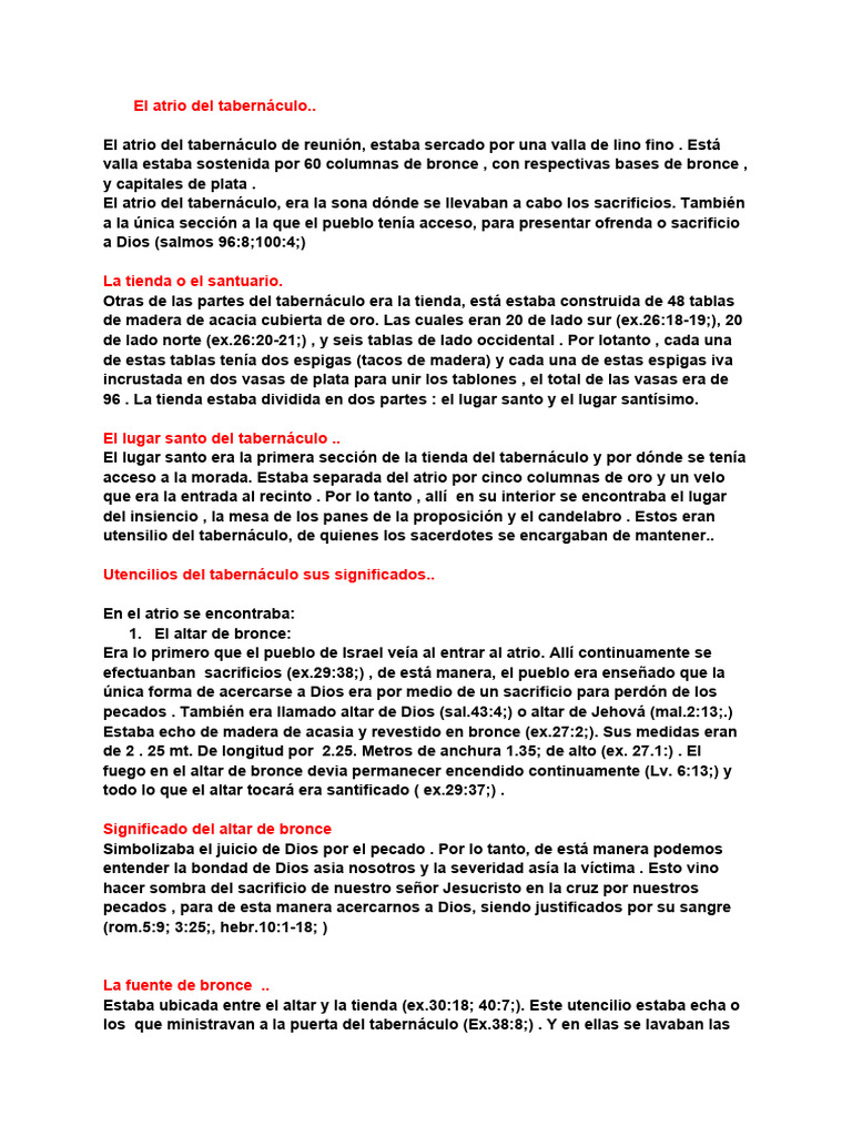 El Atrio Del Tabernáculo | PDF | Tabernáculo | Altar
