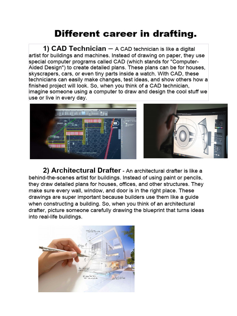 Different Career in Drafting A4 | PDF | Engineering | Design