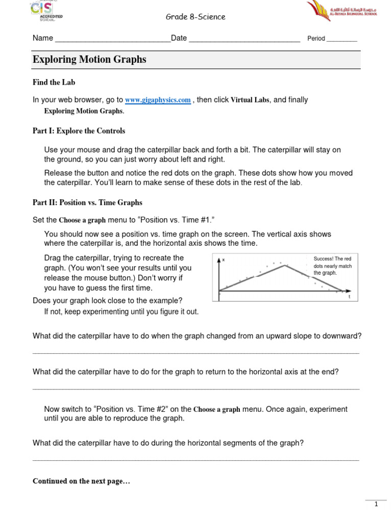 Exploring - Motion - Graphs-VL - Guide | PDF | Cartesian Coordinate ...