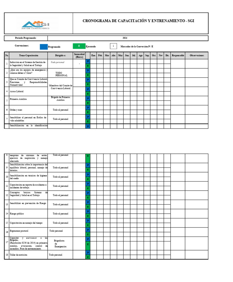 Cronograma de Capacitación 2024 SGI | PDF | Medicina CLINICA | Salud pública