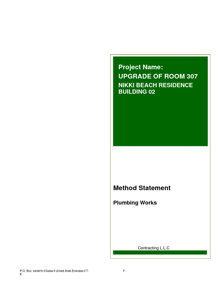 4-307 Wmm-method Statement - Plumbing - Room307 Nb Building 02 Wmm | PDF