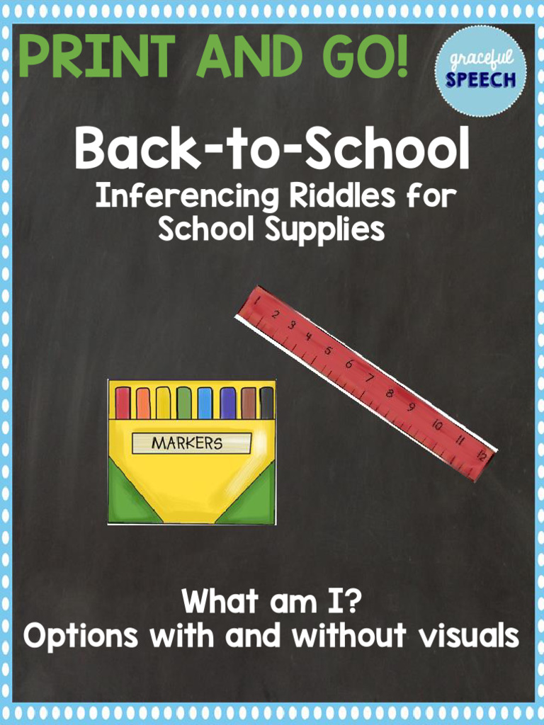 School Supply Riddles for Kids | PDF | Language Arts & Discipline ...